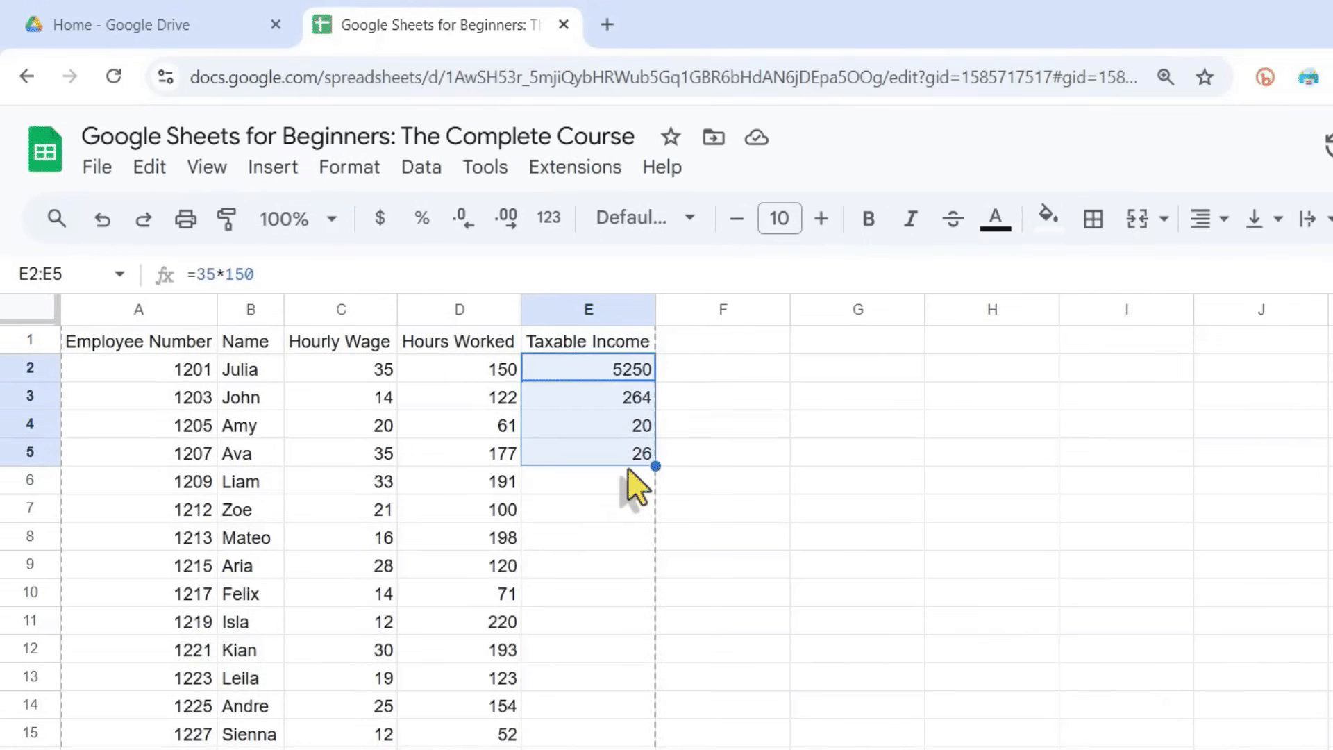 (E10) Mastering Google Sheets